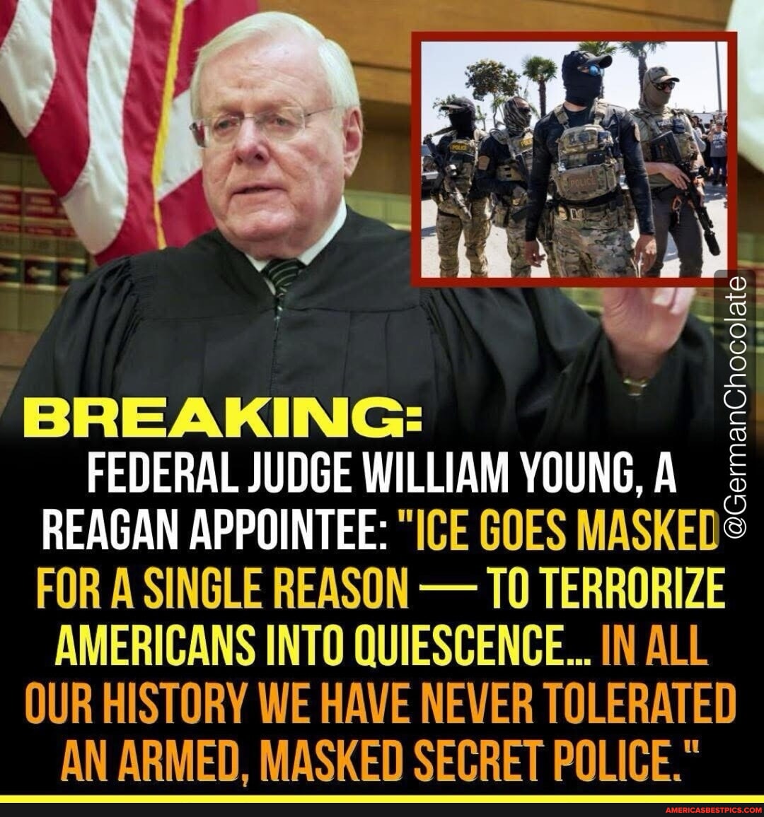 BREAKING: FEDERAL JUDGE WILLIAM YOUNG, A REAGAN APPOINTEE: "ICE GOES ...