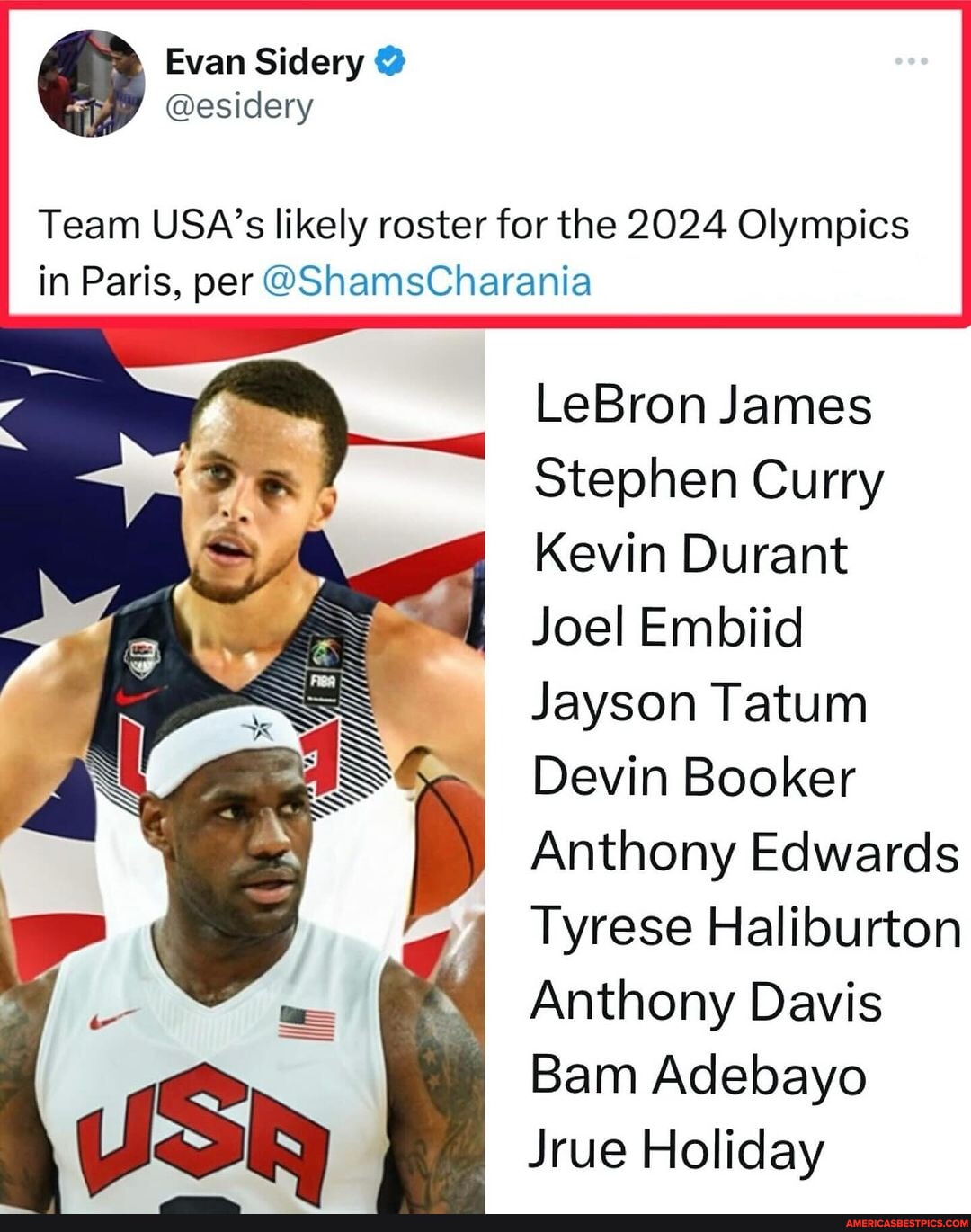 The 2024 Team USA Men’s Olympic team is looking stacked 👀🔥 LeBron will ...