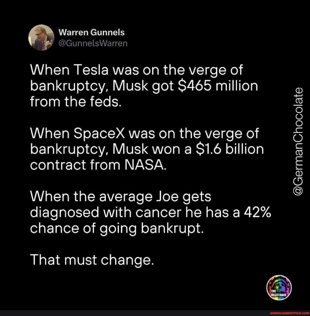 Warren Gunnels @GunnelsWarren When Tesla was on the verge of bankruptcy ...