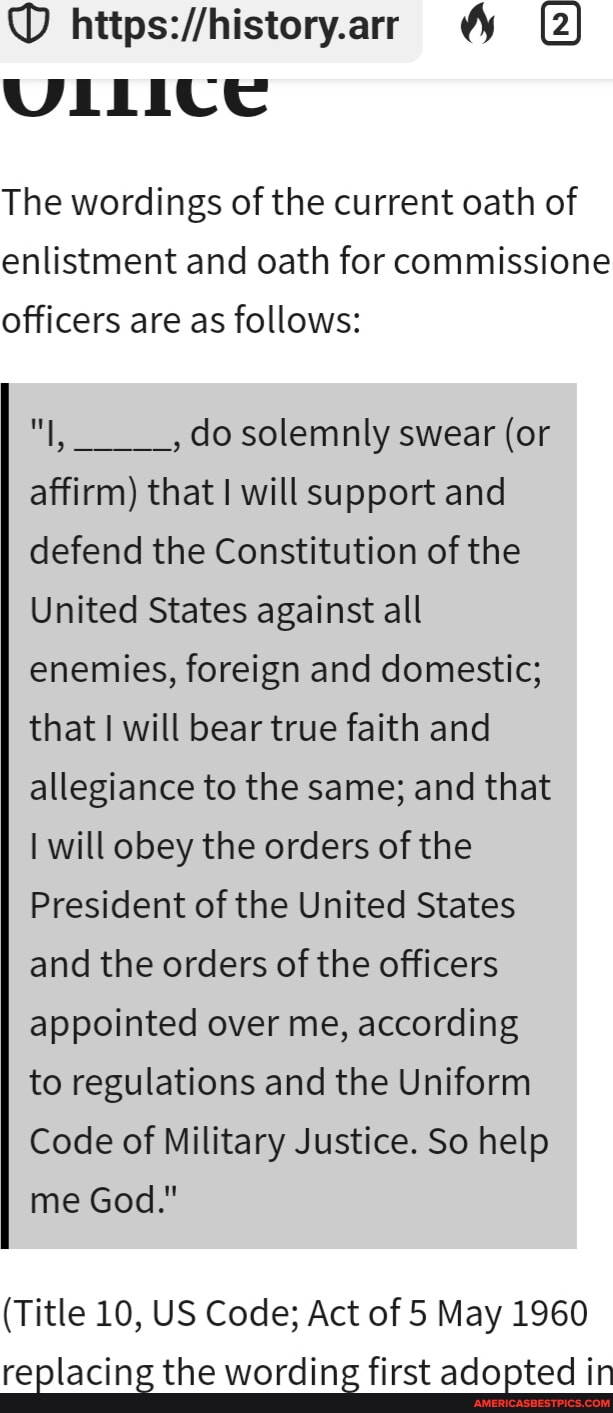 (2) VLLICE The wordings of the current oath of enlistment and oath for ...