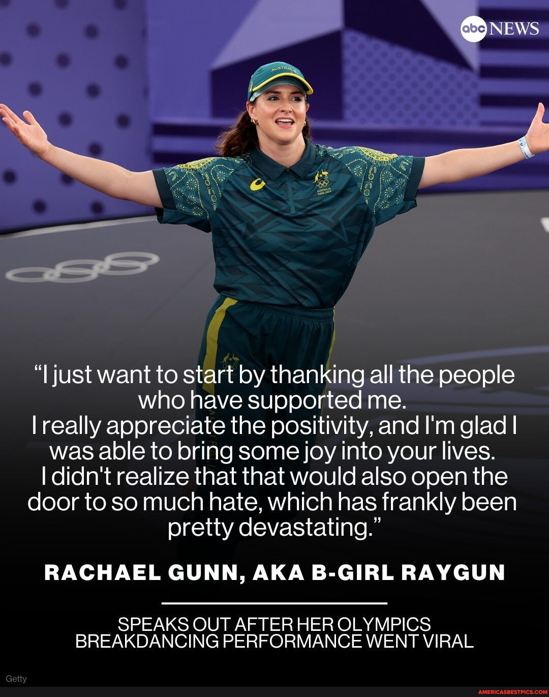 Rachael Gunn, the Australian breakdancer known as Raygun, is speaking ...