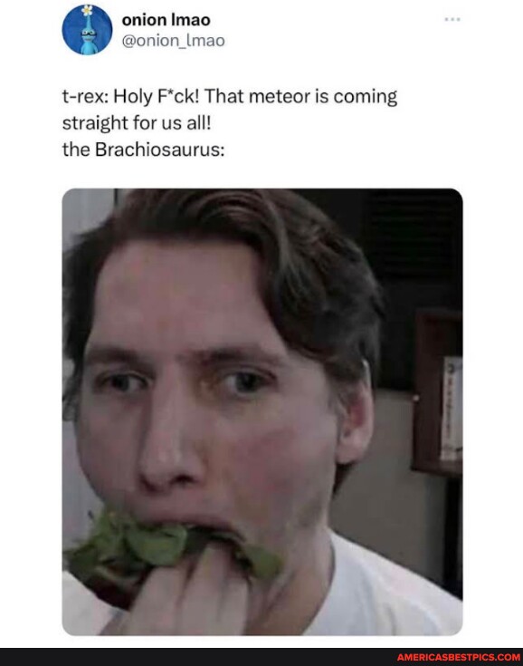 Onion Imao @onion_ lmao t-rex: Holy F*ck! That meteor is coming ...