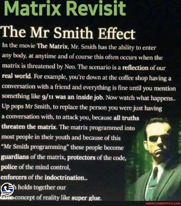 Matrix Revisit The Mr Smith Effect In the movie The Matrix, Mr, Smith ...