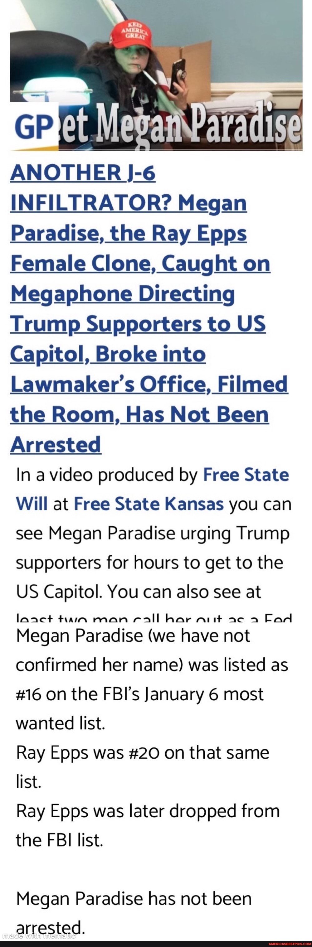 ANOTHER INFILTRATOR? Megan Paradise, the Ray Epps Female Clone, Caught ...