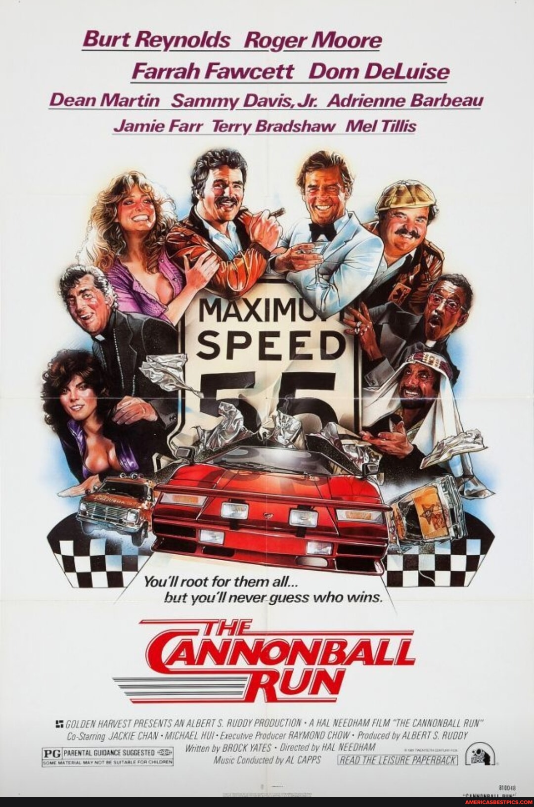 Burt Reynolds Roger Moore Farrah Fawcett Dom DeLuise Dean Martin Sammy ...