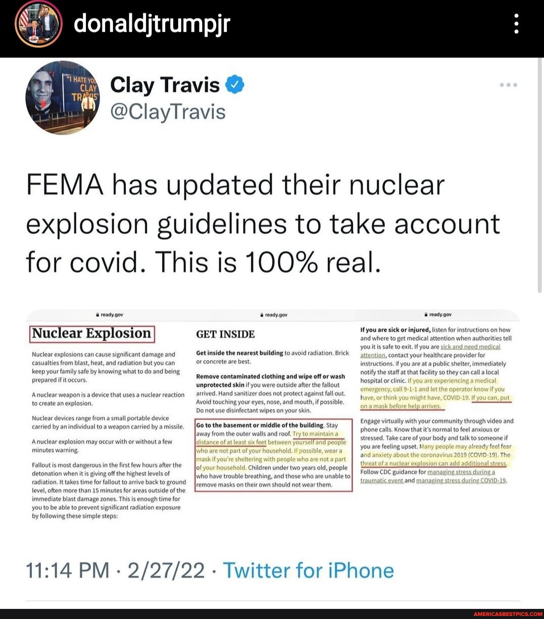 Donaldjtrumpjr FEMA has updated their nuclear explosion guidelines to ...