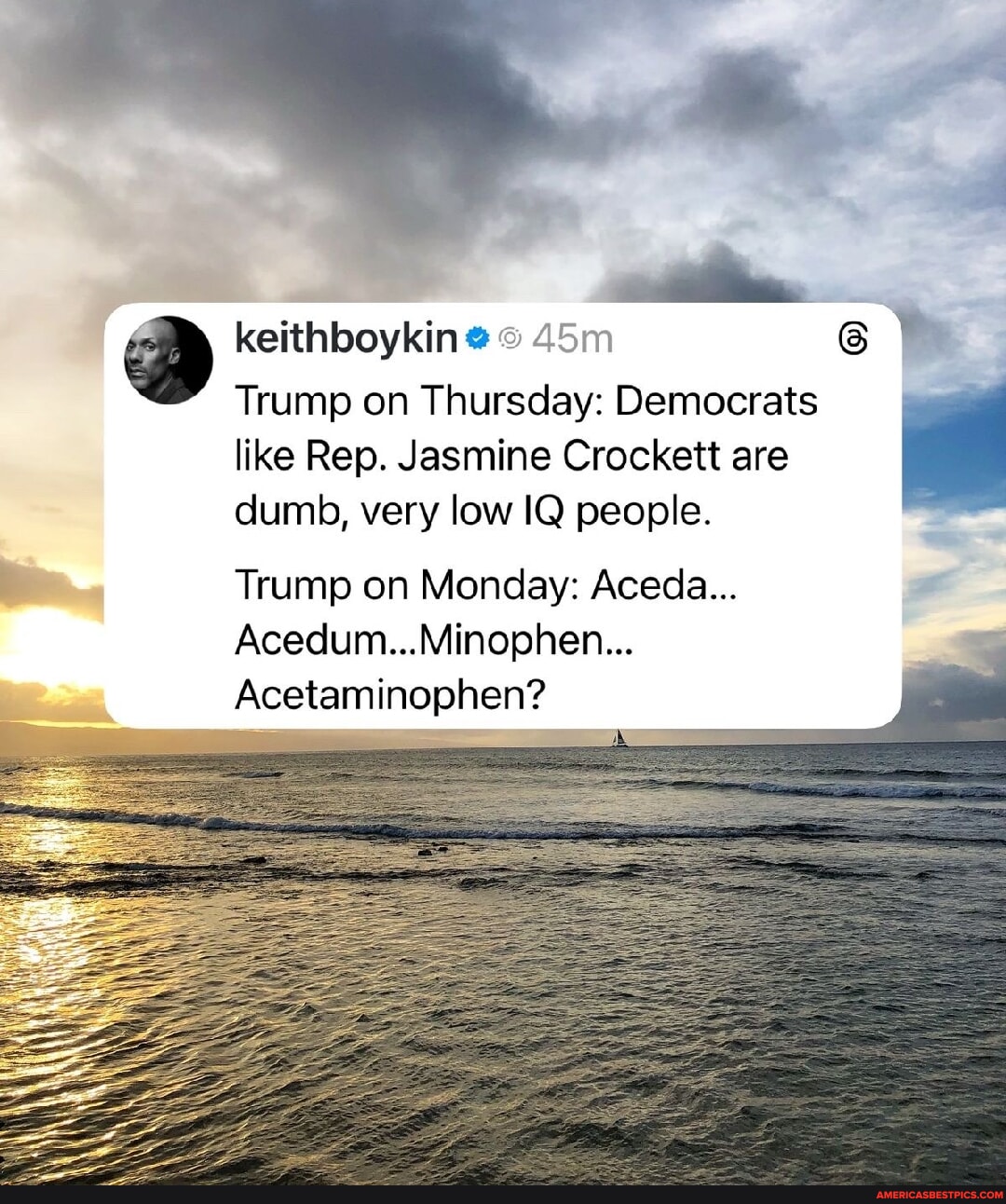 Keithboykine Trump on Thursday: Democrats like Rep. Jasmine Crockett ...