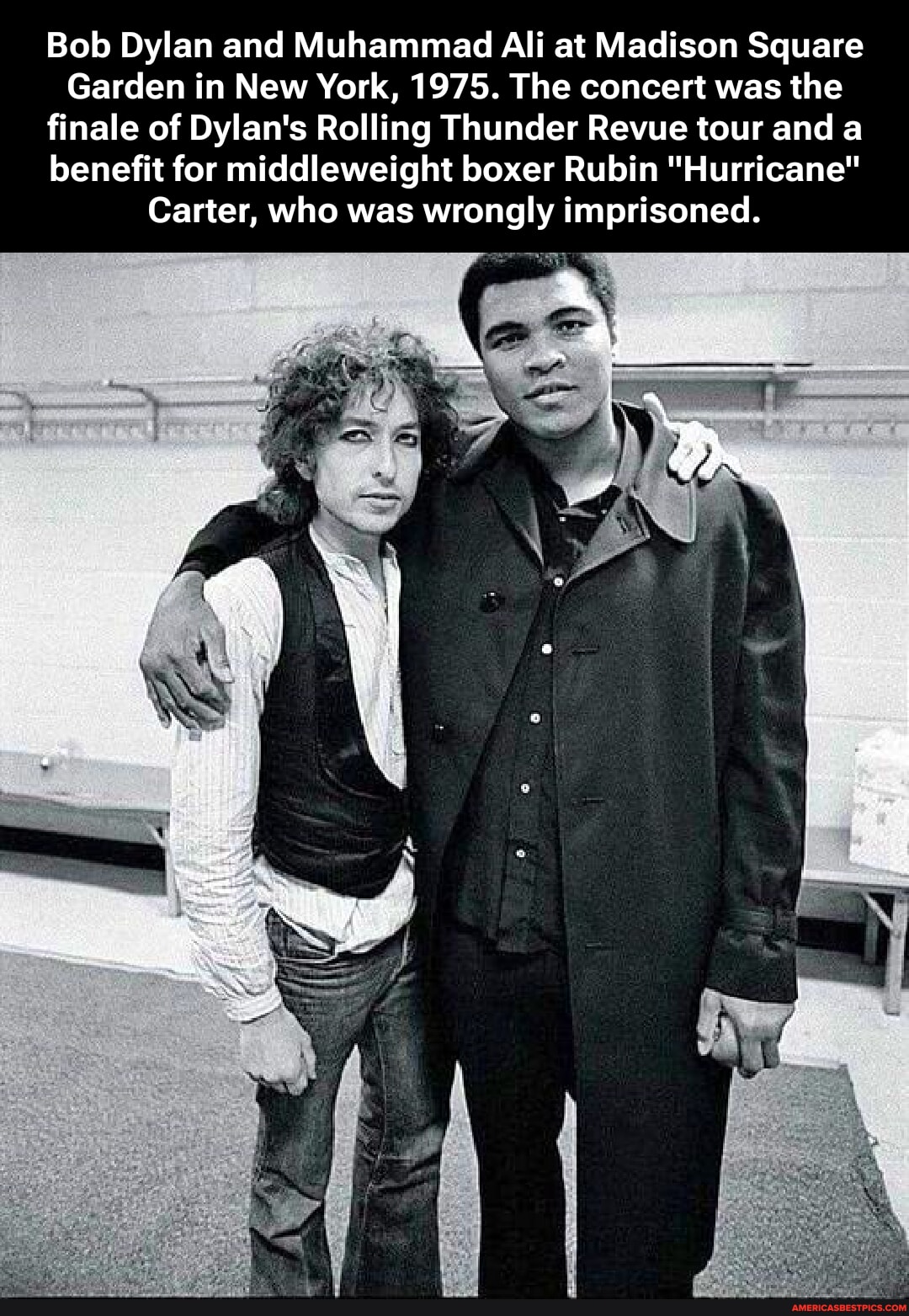 Bob Dylan and Muhammad Ali at Madison Square Garden in New York, 1975 ...