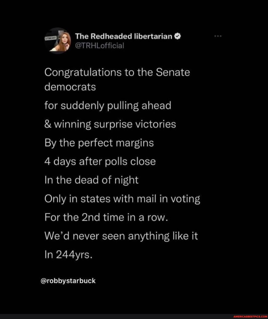 Congratulations to the Senate democrats for suddenly pulling ahead ...