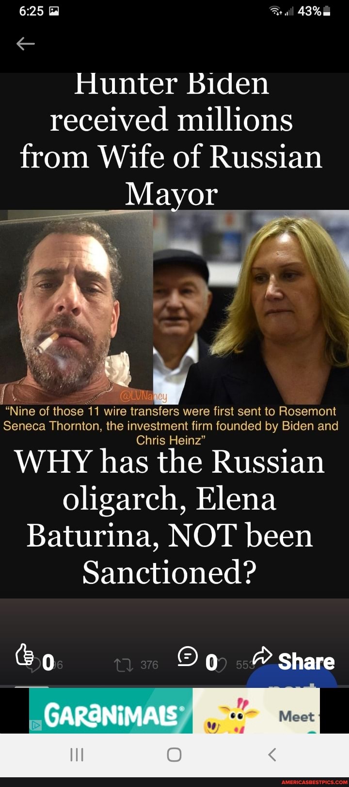 Ar ull 43% Hunter Biden received millions from Wife of Russian Mayor ...