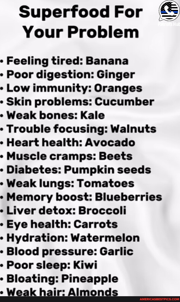 Superfood For Your Problem Feeling tired: Banana Poor digestion: Ginger ...