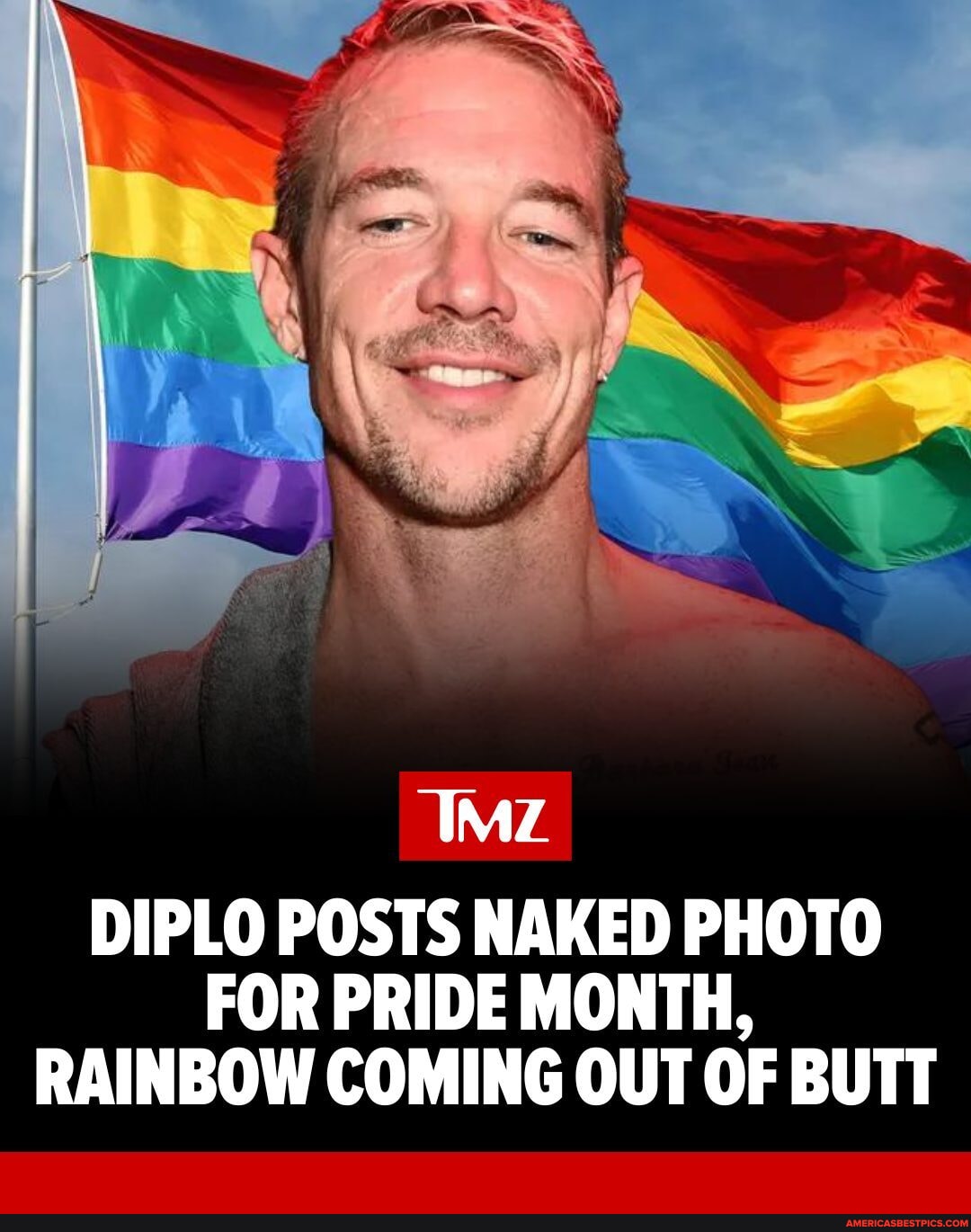 MZ DIPLO POSTS NAKED PHOTO FOR PRIDE MONTH, RAINBOW COMING OUT OF BUTT ...