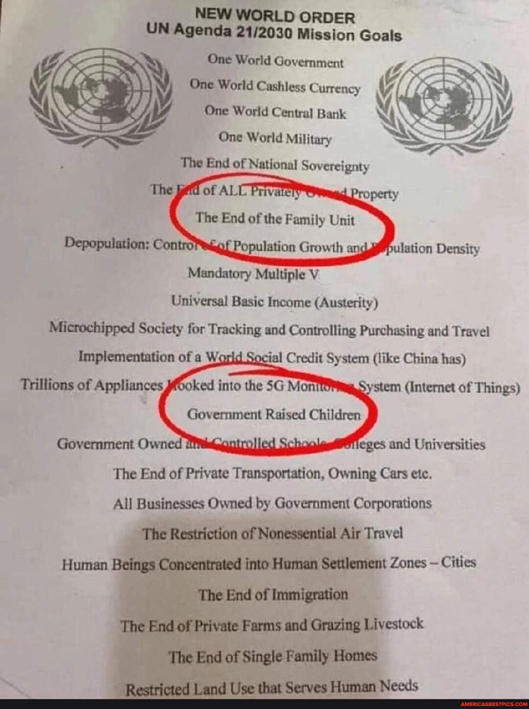 NEW WORLD ORDER UN Agenda Mission Goals One World Government One World ...