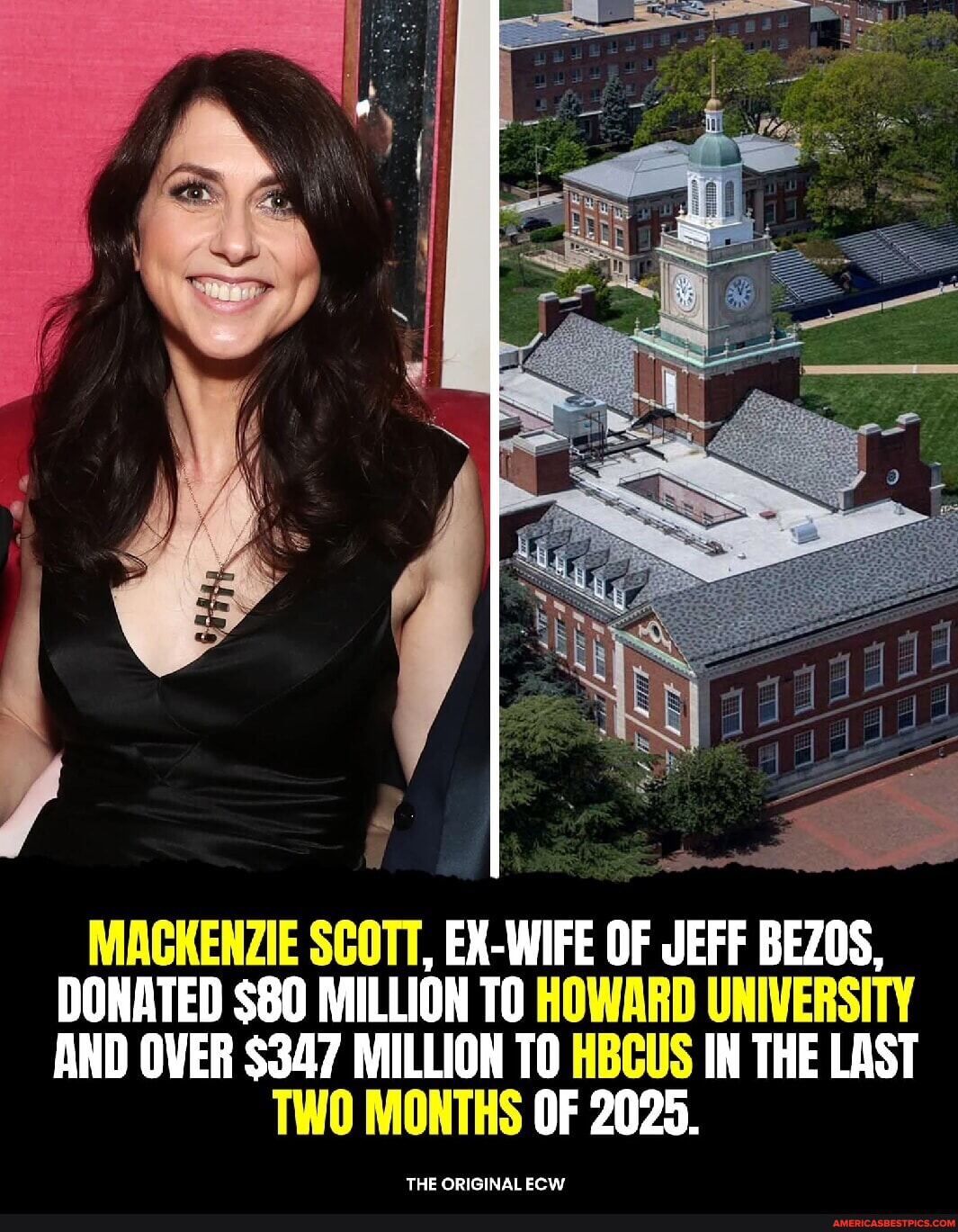 MAGKENZIE SCOTT, EX-WIFE OF JEFF BEZOS, DONATED $80 MILLION TO HOWARD ...
