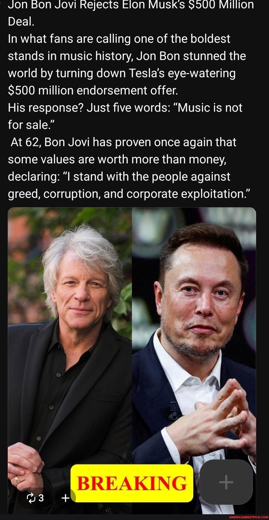 Jon Bon Jovi Rejects Elon Musks 9900 Million Deal. In what fans are ...