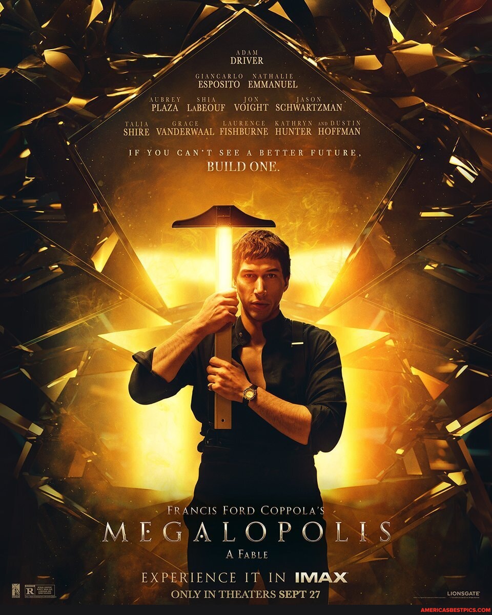 New poster for #Megalopolis, starring Adam Driver. Check back tomorrow ...