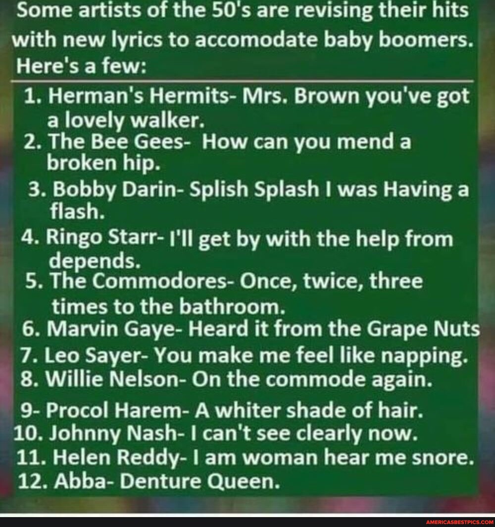 Some artists of the 50's are revising their hits with new lyrics to ...