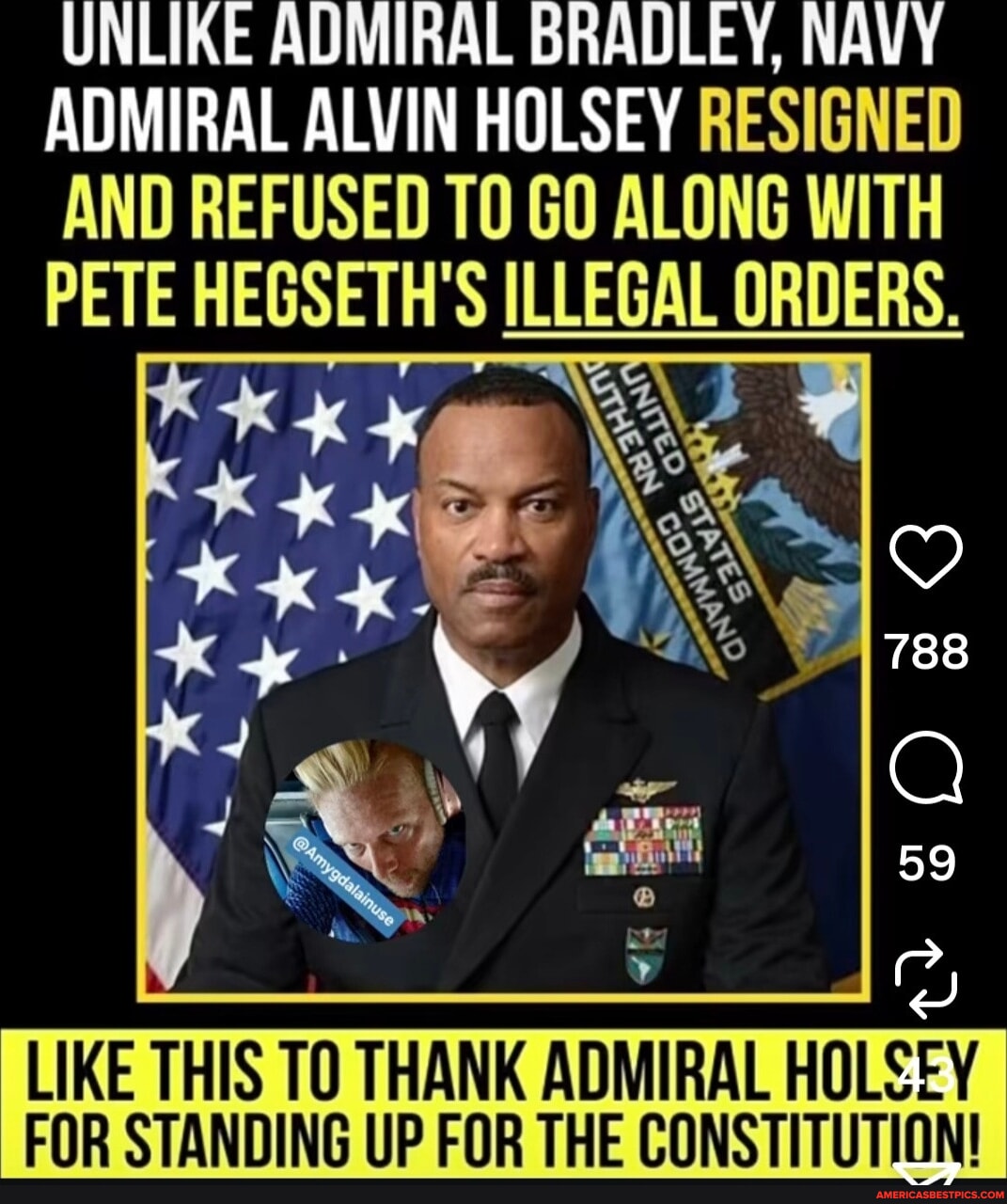 UNLIKE ADMIRAL BRADLEY, NAVY ADMIRAL ALVIN HOLSEY RESIGNED AND REFUSED ...