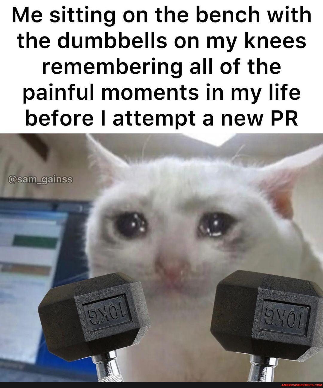 Trying to find motivation 🤣💪 . #gymmemesig - Me sitting on the bench ...