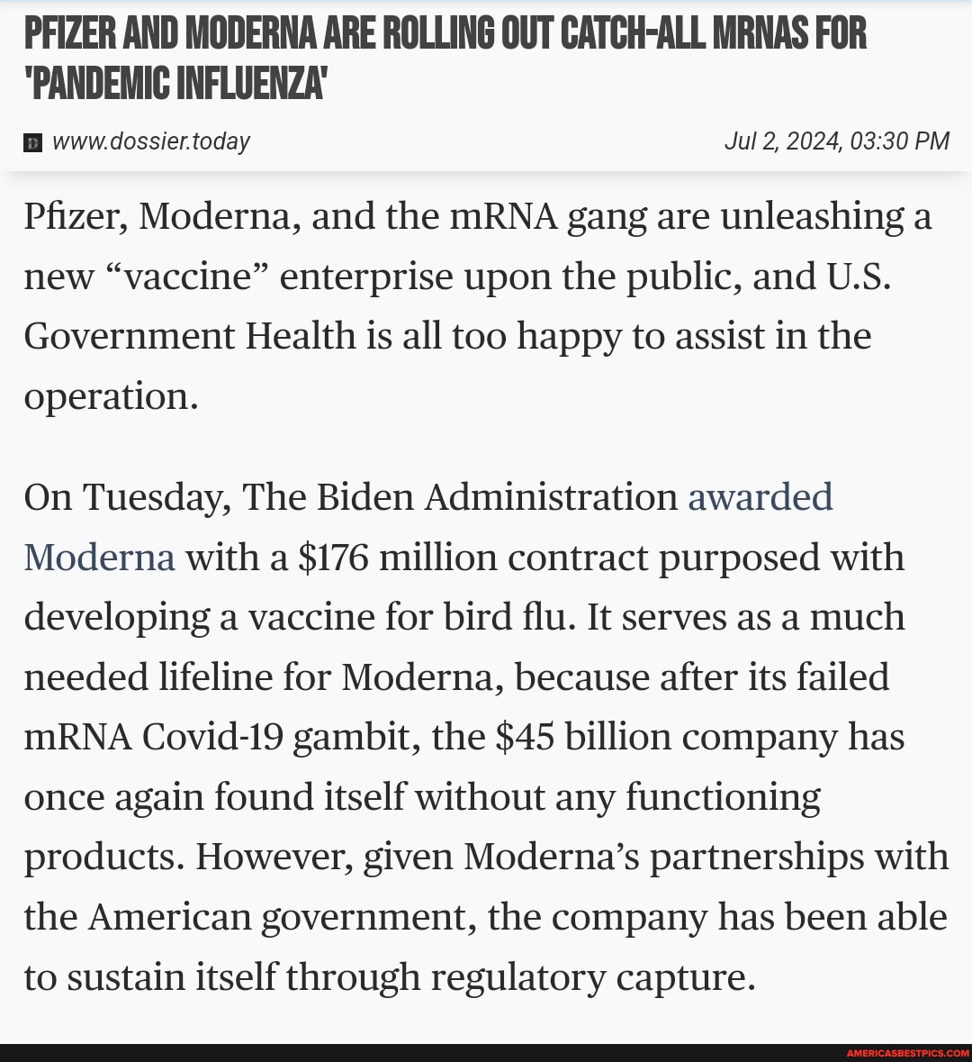 PFIZER AND MODERNA ARE ROLLING OUT CATCH-ALL MRNAS FOR 'PANDEMIC ...