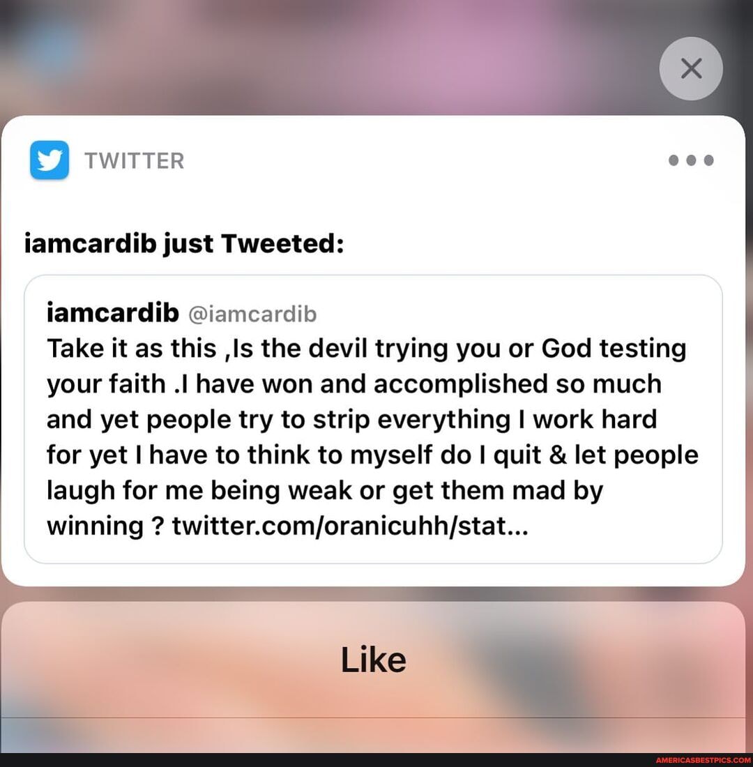 TWITTER iamcardib just Tweeted: iamcardib @iamcardib Take it as this ...
