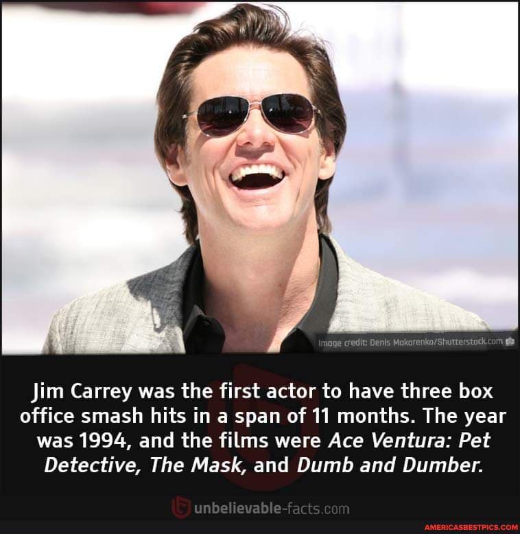 Jim Carrey was the first actor to have three box office smash hits in a ...