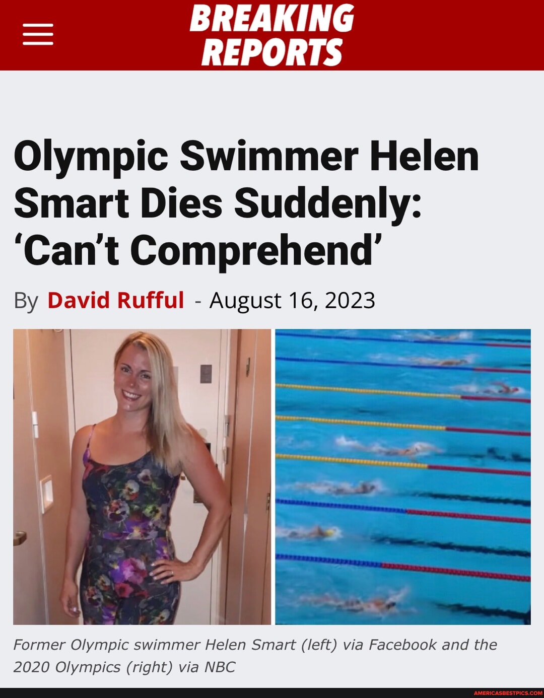 BREAKIN REPORTS Olympic Swimmer Helen Smart Dies Suddenly: 'Can't ...