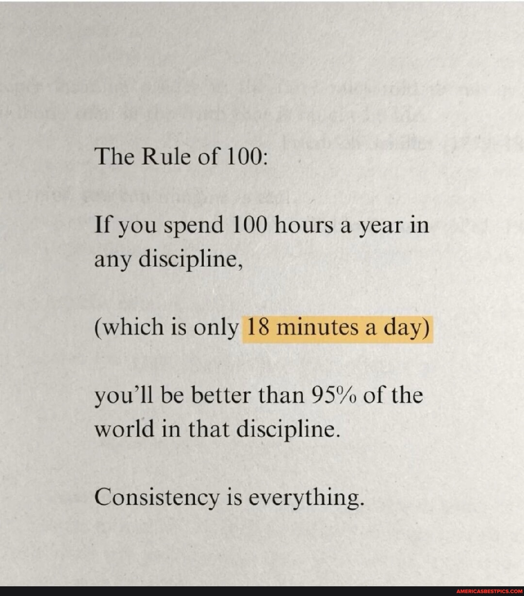 The Rule of 100: If you spend 100 hours a year in any discipline ...