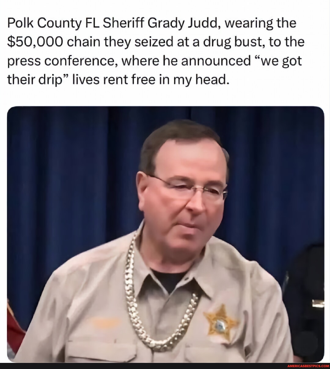 Polk County FL Sheriff Grady Judd, wearing the $50,000 chain they ...