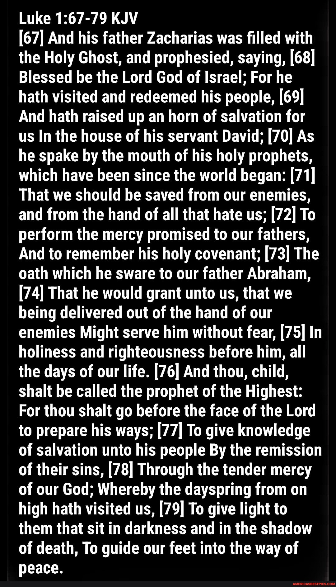 Luke KJV [67] And his father Zacharias was filled with the Holy Ghost ...