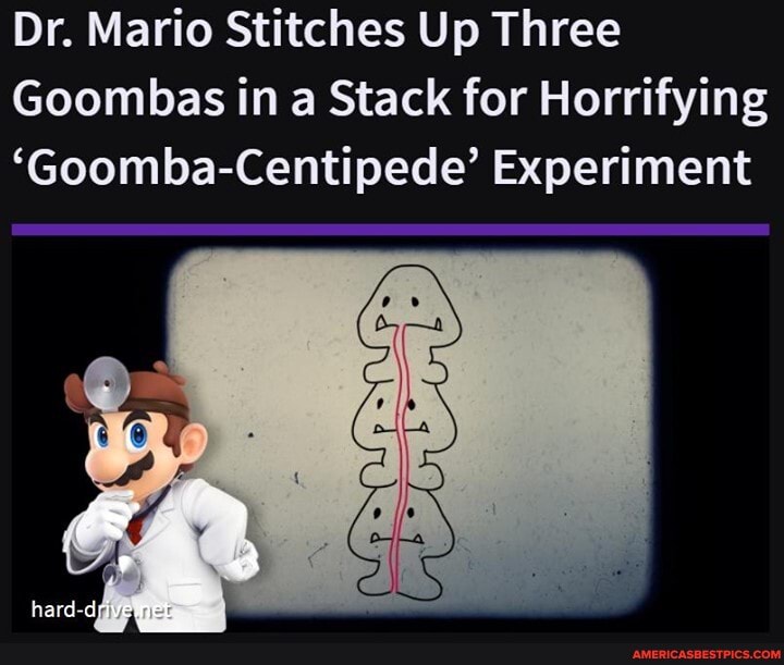 Dr. Mario Stitches Up Three Goombas in a Stack for Horrifying 'Goomba-Centipede' Experiment ...